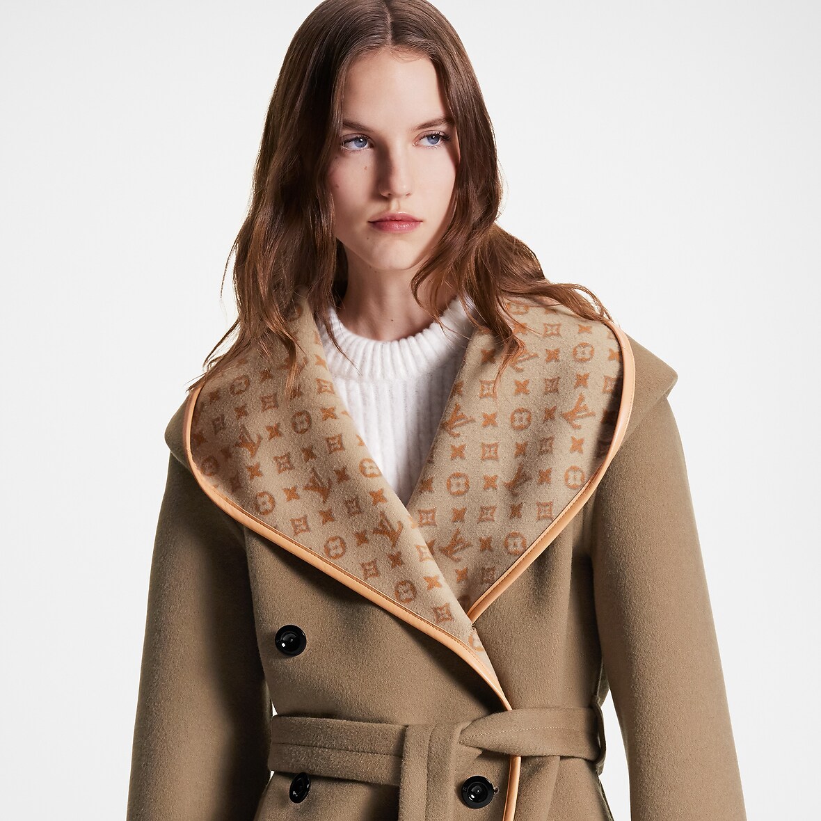 3D Monogram Double-Breasted Wrap Coat - Ready-to-Wear | LOUIS VUITTON